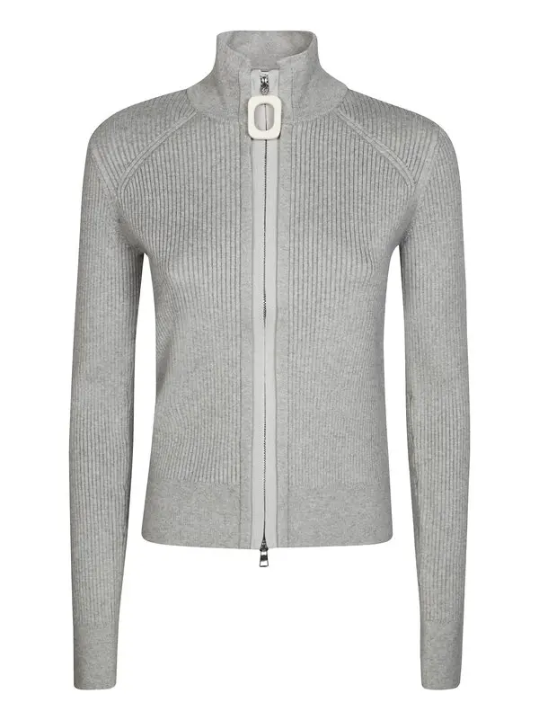 JW Anderson Zip-up Cardigan In Cotton And Cashmere - Grigio