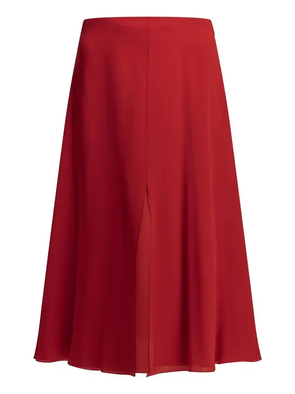 Valentino Garavani Pure Silk Georgette High-waisted Flared Midi Skirt - Red