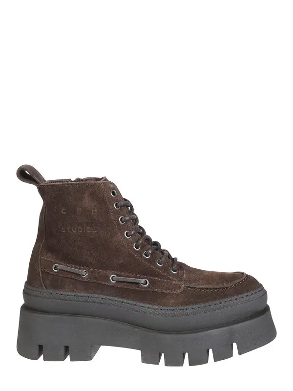 SUMMERY COPENHAGEN Lace-up Mini Boot - Marrone