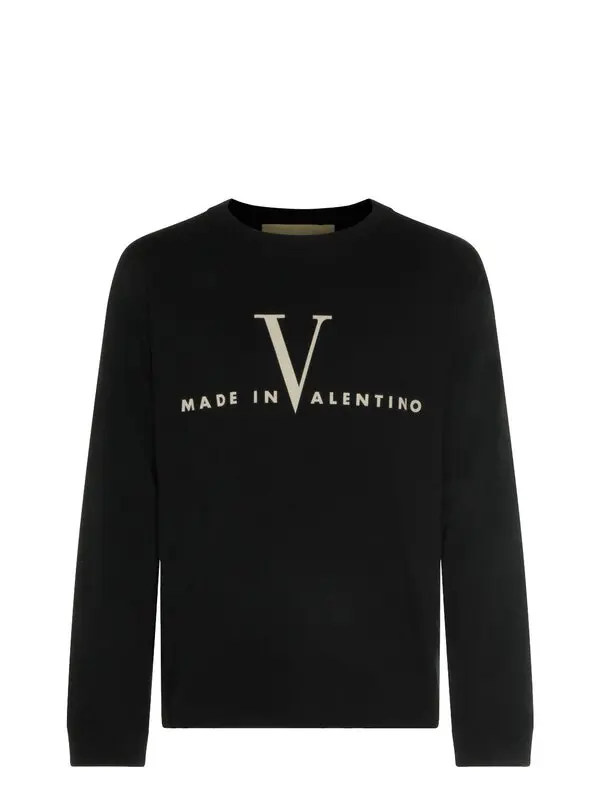 Valentino Garavani Crewneck Sweatshirt With Ribbed Cuffs - Nero