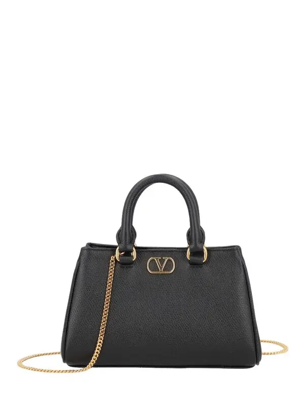 Valentino Garavani Vlogo Signature Mini Leather Handbag - Black