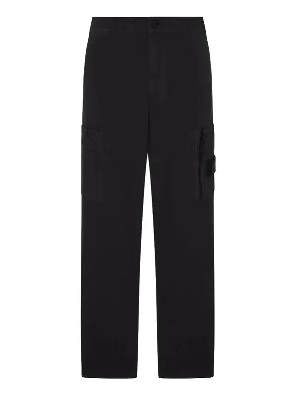 Stone Island Cotton Loose Fit Cargo Pants - Black