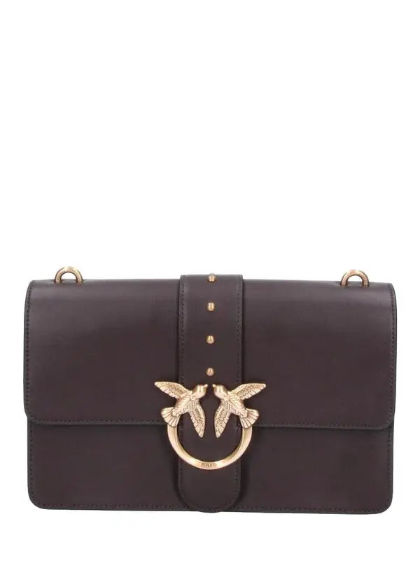 Pinko Leather Flap Shoulder Bag - Brown