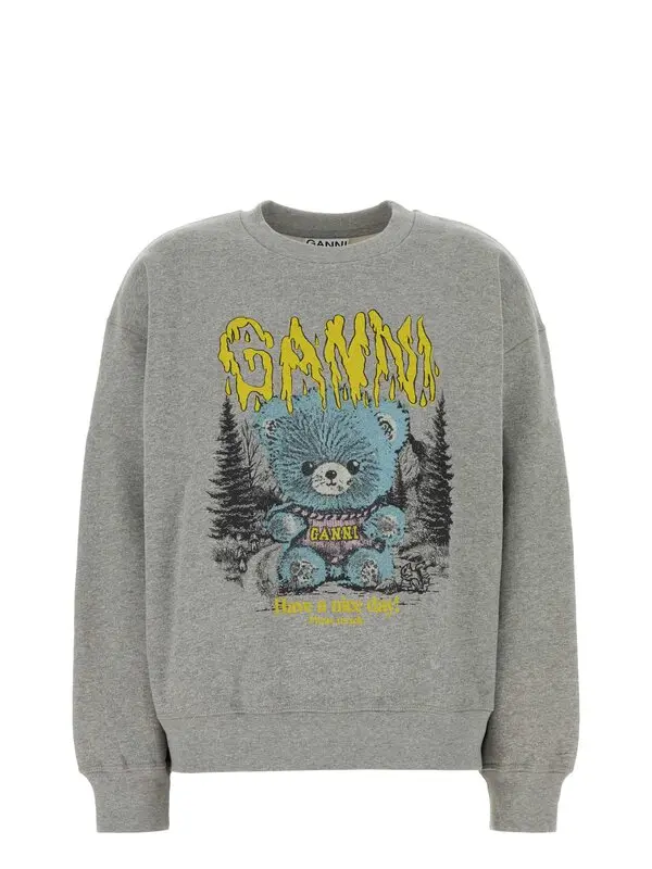 GANNI Organic Cotton Graphic Sweatshirt - Grey