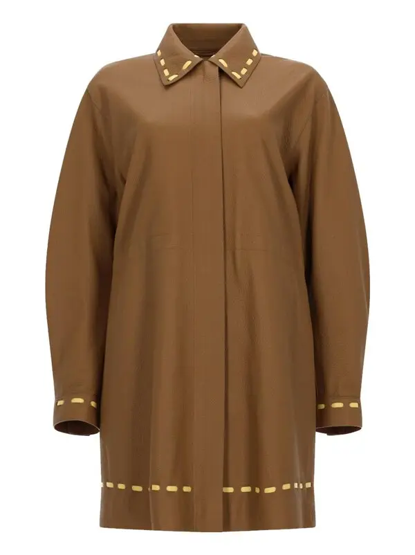 Fendi Deerskin Trench Coat - Brown