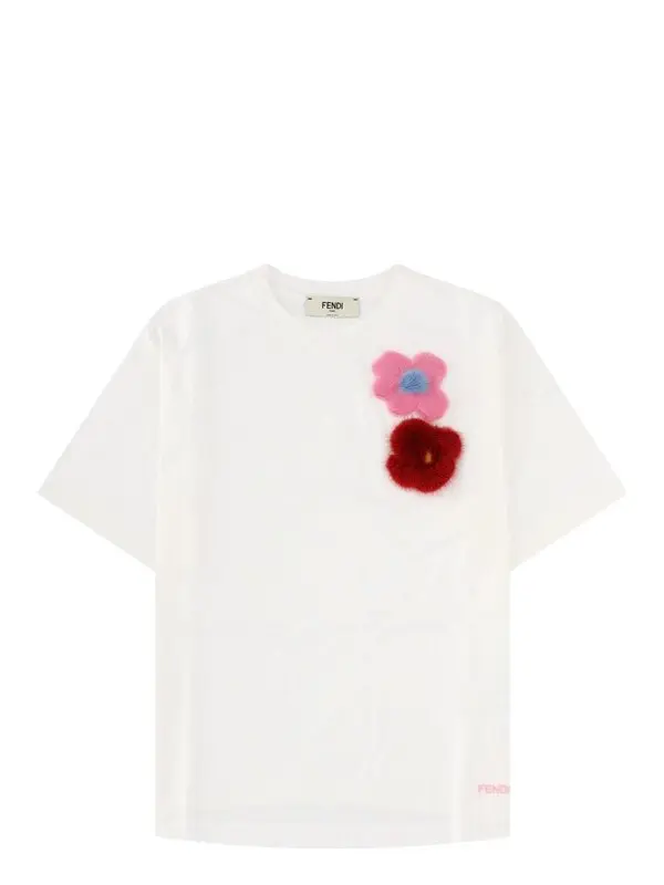 Fendi Spille Sunny Side Flowers Cotton T-shirt - White