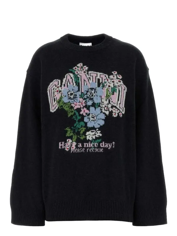 GANNI Wool-blend Oversize Sweater - Black