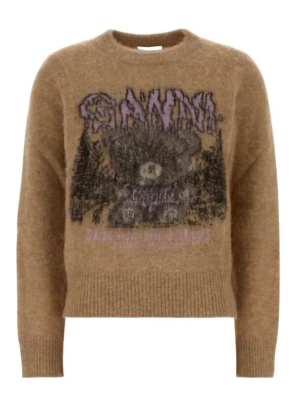 GANNI Brushed Alpaca Teddy Sweater - Camel