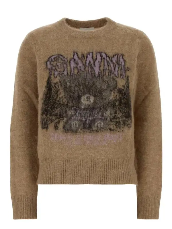 GANNI Brushed Alpaca Teddy Sweater - Camel