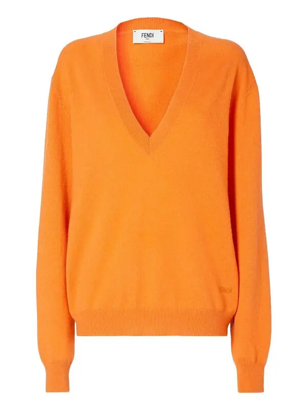 Fendi Cashmere V-neck Sweater - Orange