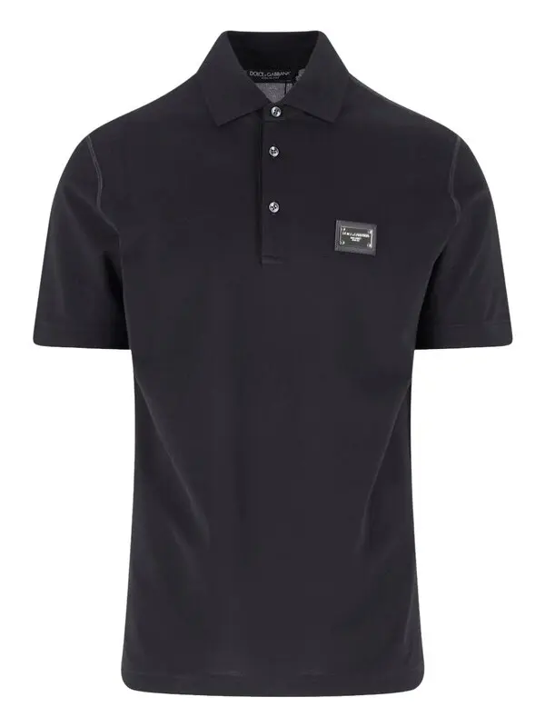 Dolce & Gabbana Classic Polo With Signature Logo - Black