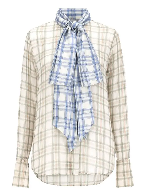 Acne Studios Silk Blouse With Bow Detail - Multicolour