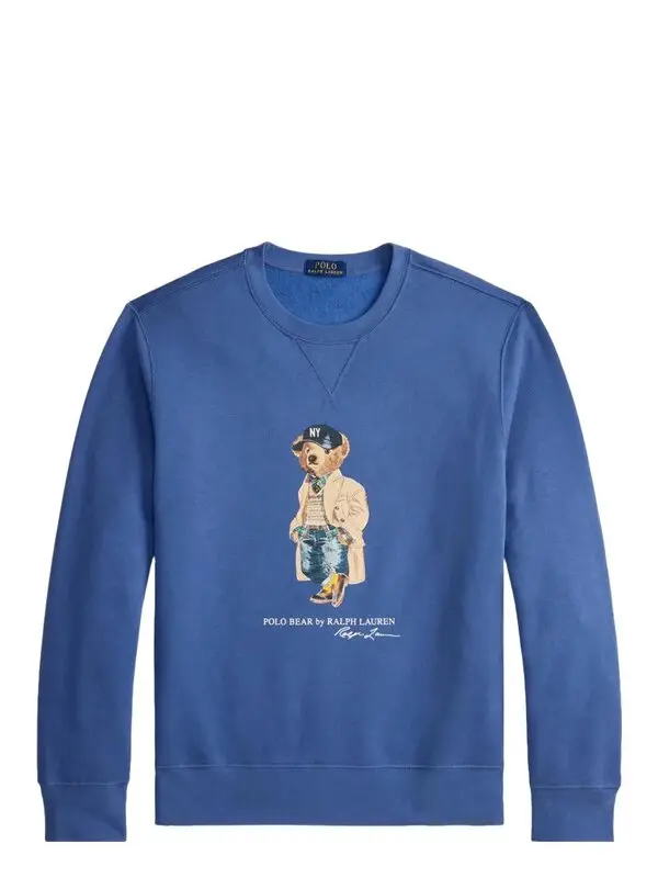 Polo Ralph Lauren Polo Bear Crewneck Rib-knit V-inset Sweater - Blu