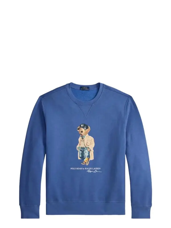 Polo Ralph Lauren Polo Bear Crewneck Rib-knit V-inset Sweater - Blu