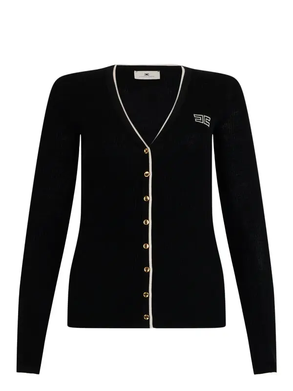 Elisabetta Franchi Wool-blend Button-front Cardigan - Black