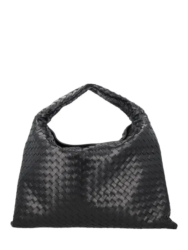 Bottega Veneta Hop Large Leather Shoulder Bag - Black