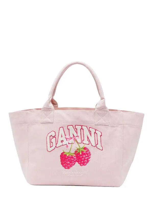 GANNI Graphic Print Mini Top-handle Bag - Rosa