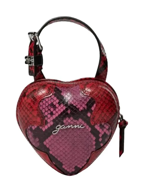 GANNI Mini Handbag With Python Print - Rosa