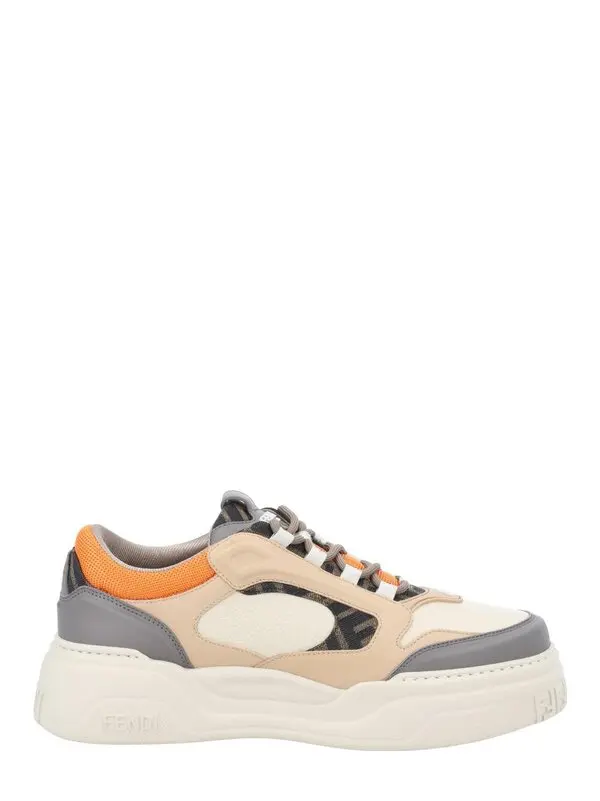 Fendi Force Leather Sneakers - Beige