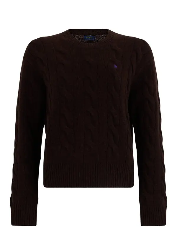 Polo Ralph Lauren Crewneck Braided Wool-cashmere Sweater For - Brown