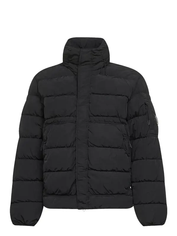 C.P. COMPANY Adjustable Goggle Hood Nylon Jacket With Two-way Zip, Side Zip Pockets & Drawstring Hem - Nero
