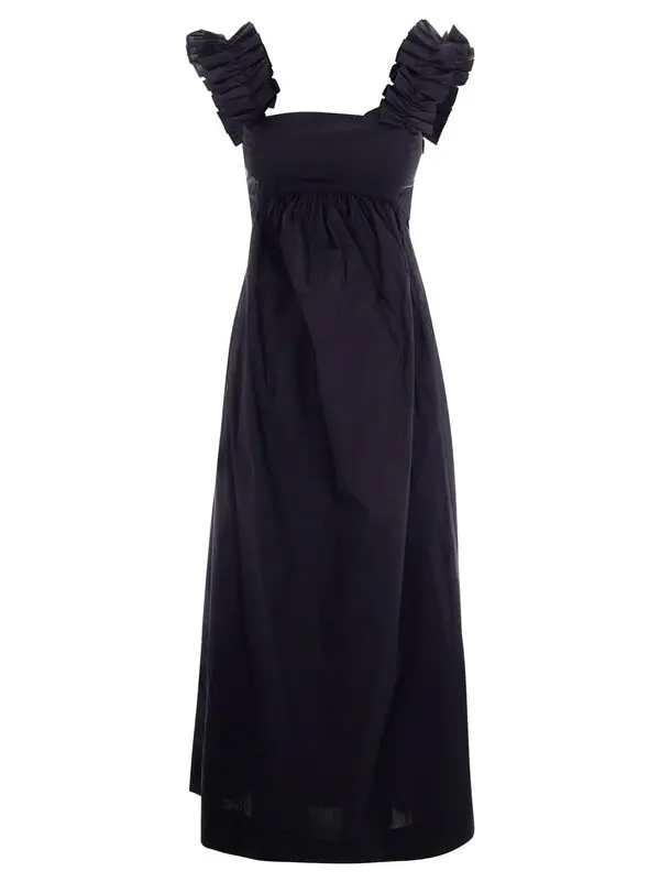 Liu Jo Ruffled Strap Midi Dress - Black