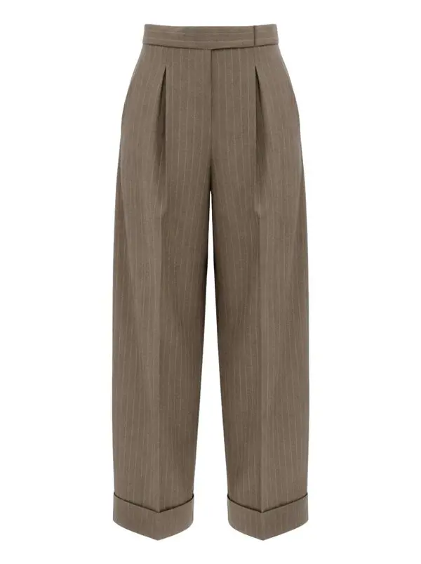 Max Mara Pinstripe Wool Trousers - Brown