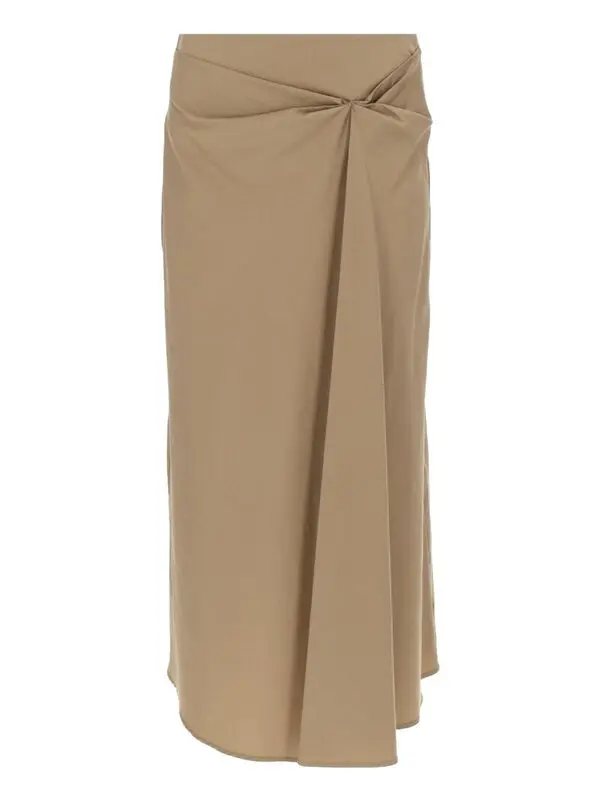 Max Mara Maxi Length Draped Midi Skirt With Paint Detail - Beige