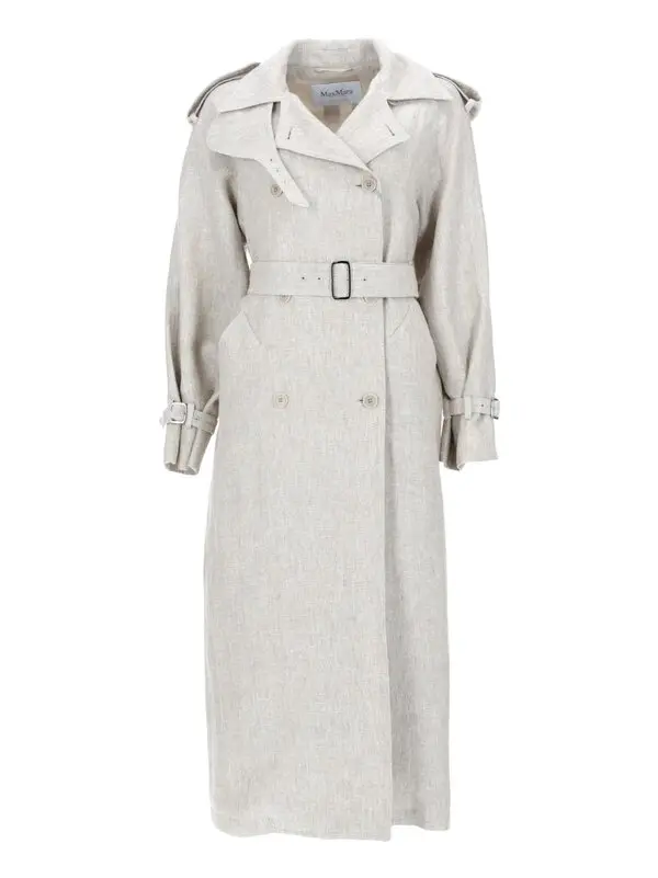 Max Mara Double-breasted Linen Drill Trench Coat - Beige