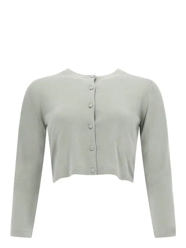 Max Mara Silk & Cashmere Cropped Cardigan - Green