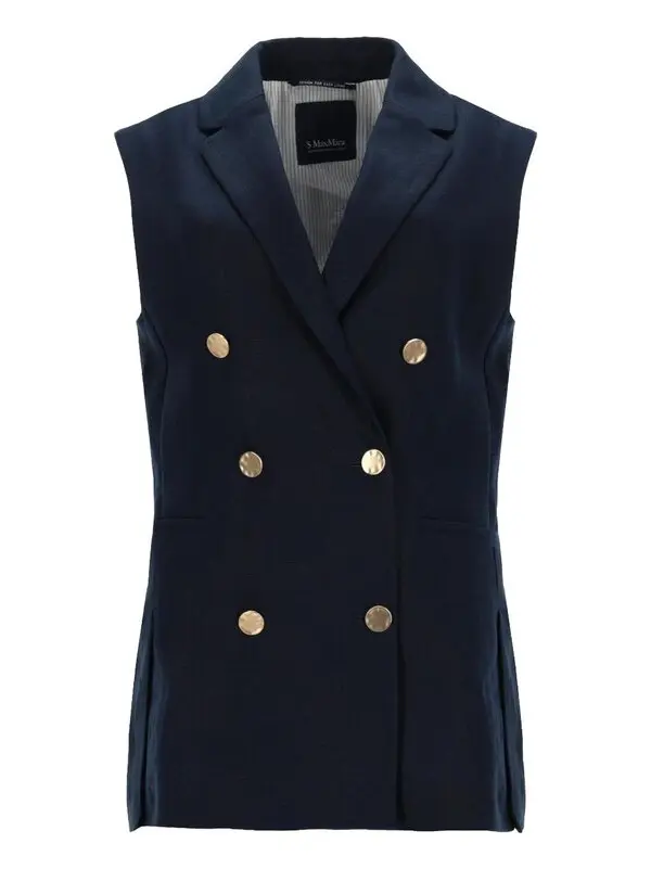 Max Mara Double-breasted Linen Vest - Blue
