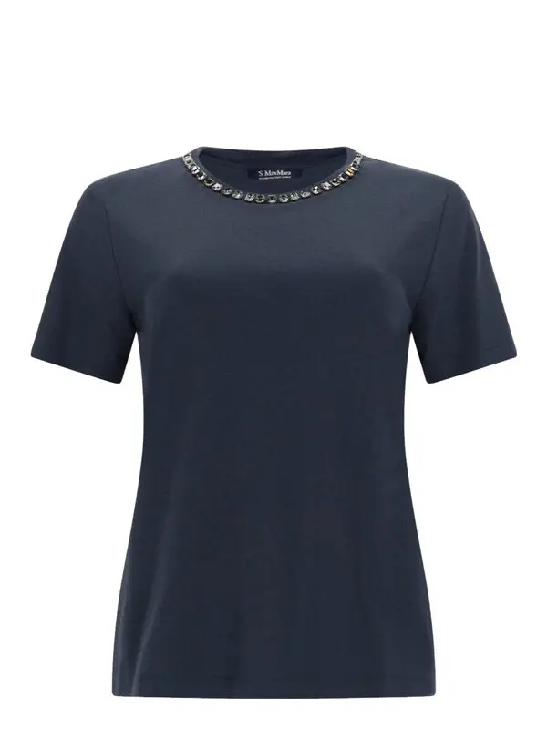 Max Mara Slogan T-shirt "bingo" In Cotton-modal Blend - Blue