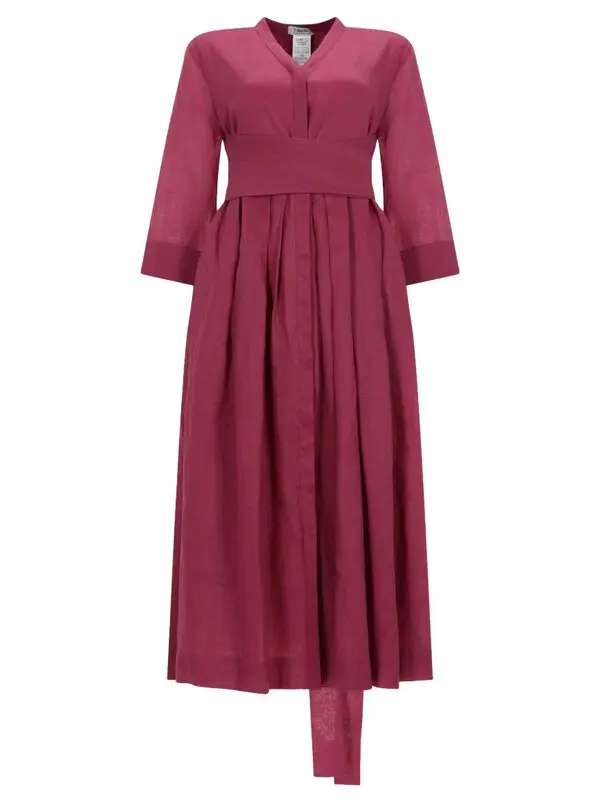 Max Mara Sculpted Midi Camilla Gown In Ramie - Red