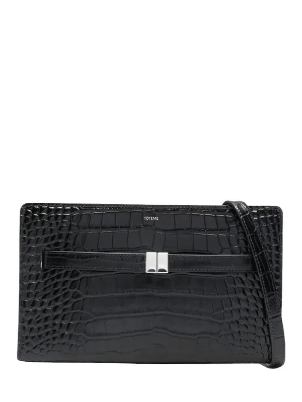 TOTEME Embossed Leather Shoulder Bag - Black