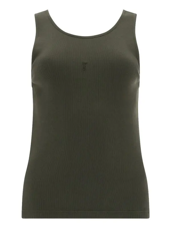 Saint Laurent Slim-fit Cotton Tank Top With Cassandre Detail - Green