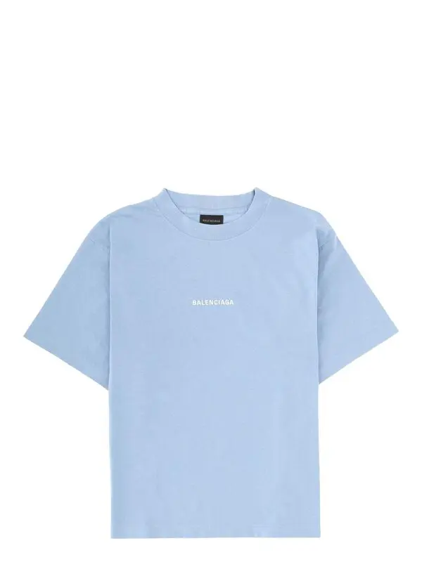 Balenciaga Logo Cotton T-shirt - Azure