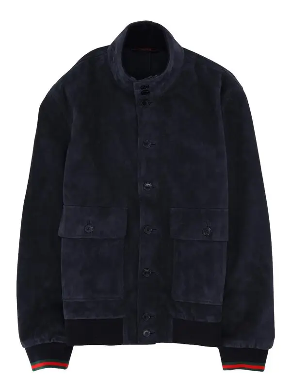 Gucci Suede Button-front Jacket - Blue