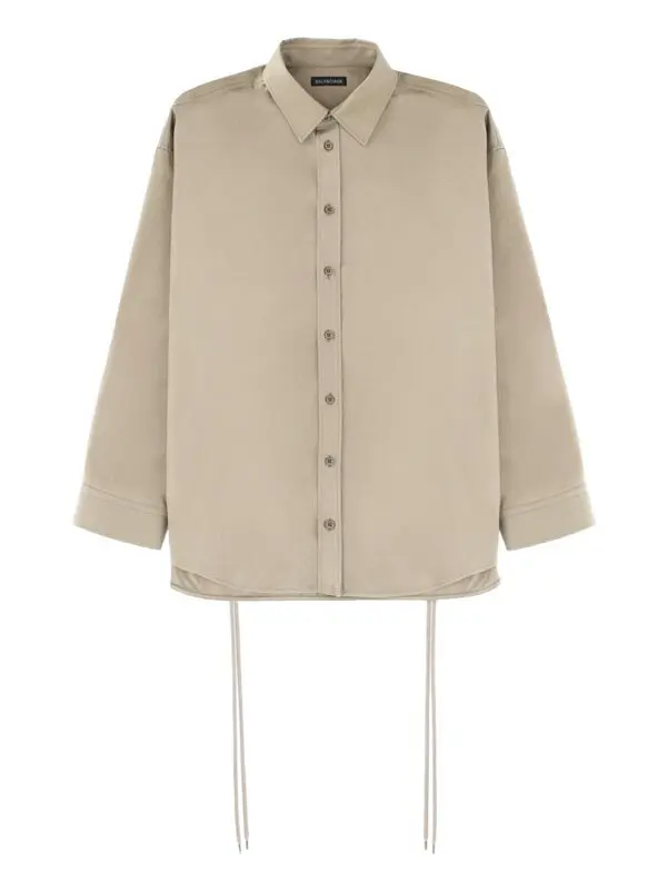 Balenciaga Oversized Cotton Shirt With Laces - Beige