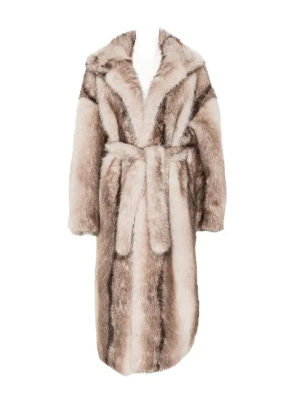THE FRANKIE SHOP Ravello Faux Fur Long Coat - Grey