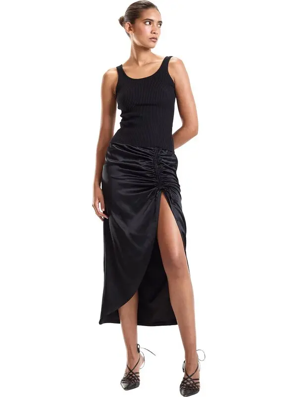 Cynthia Rowley Siren Ruched Skirt - Black