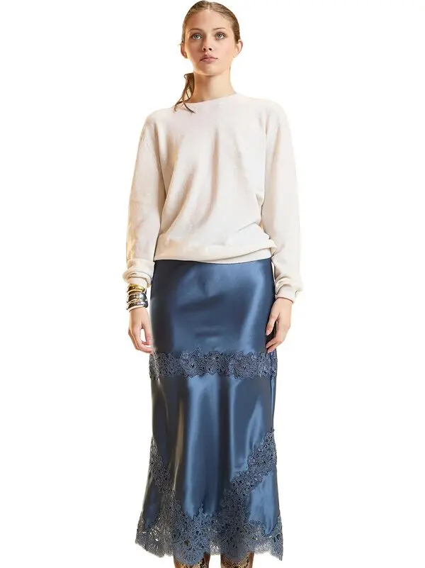 Cynthia Rowley Garbo Silky Lace Skirt - Blue