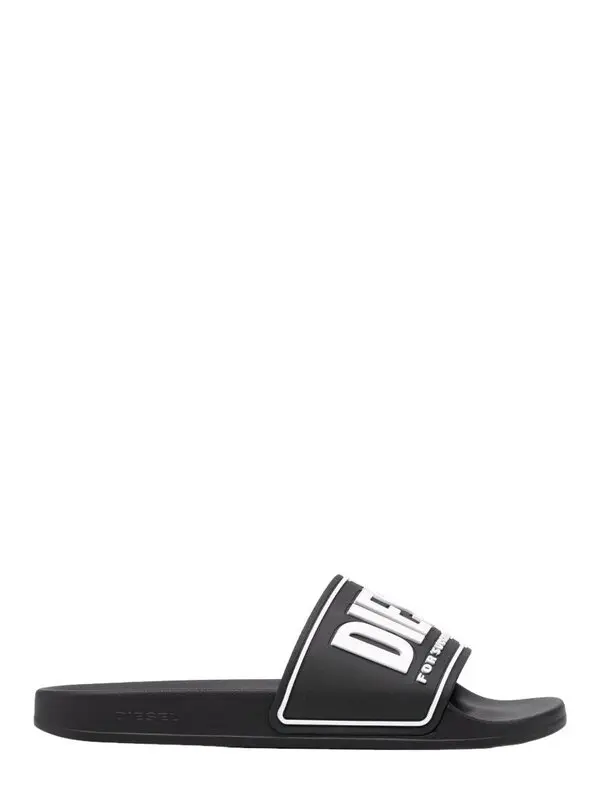 DIESEL® Sa-mayemi Cc Logo Embossed Pool Slides - Black