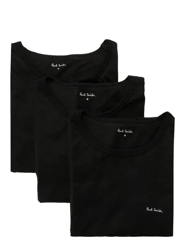 Paul Smith Logo Embroidered Three Pack Of T-shirt - Black