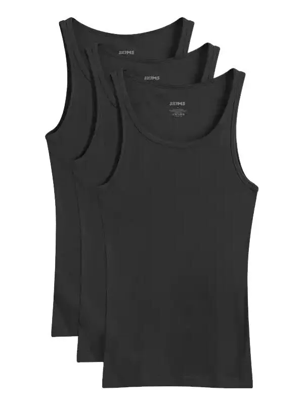 SKIMS Ribbed Knit Vest Three-pack - Black