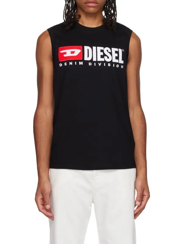 DIESEL® T-isco-div Logo Printed Tank Top - Black