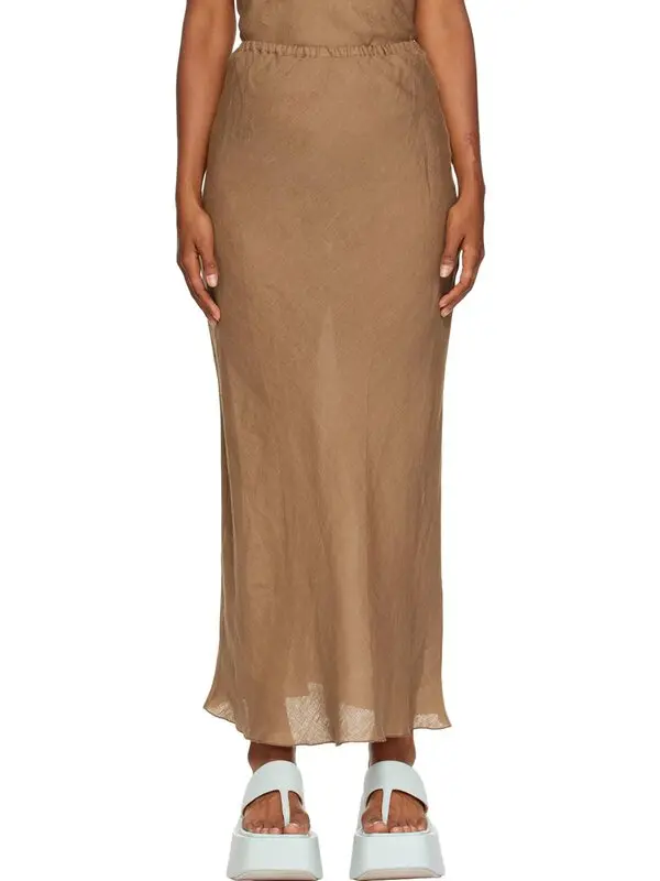 BASERANGE Dydine Linen Maxi Skirt - Brown