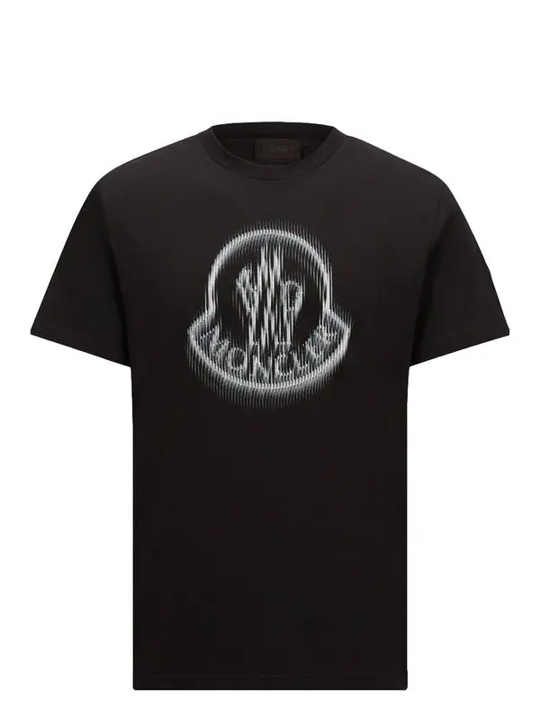 Moncler Gradient Logo Printed Crewneck T-shirt - Black