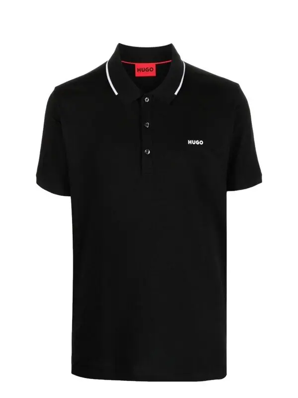 Hugo Boss Hugo Contrast Trim Logo Polo Shirt - Black