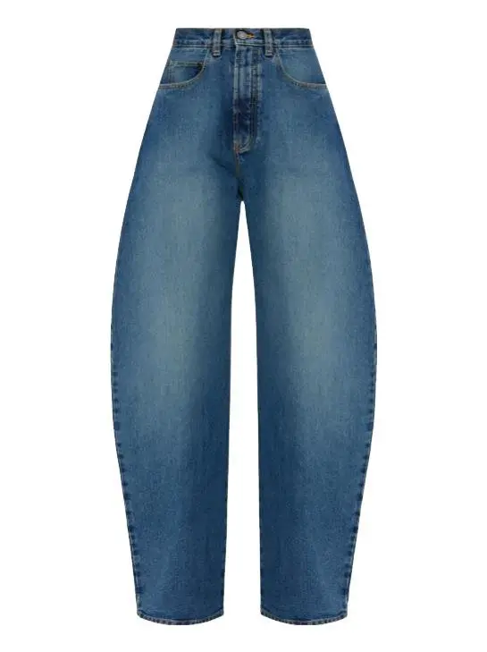 Alaïa High Waist Barrel Leg Jeans - Blue