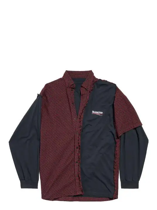 Balenciaga Panelled Long-sleeve Shirt - Red/black